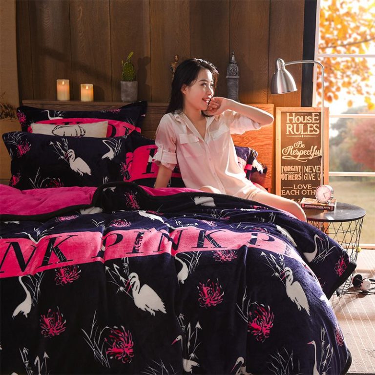 Victoria's Secret Flannel Warm Printing Bedding Set SH