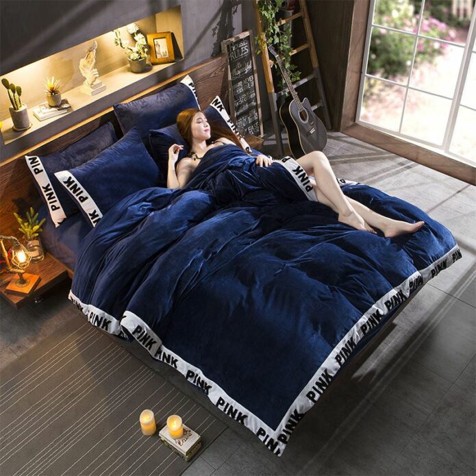 Victoria's Secret Velvet Warm Tower Style Embroidery Bedding Set ASSH-ZQ