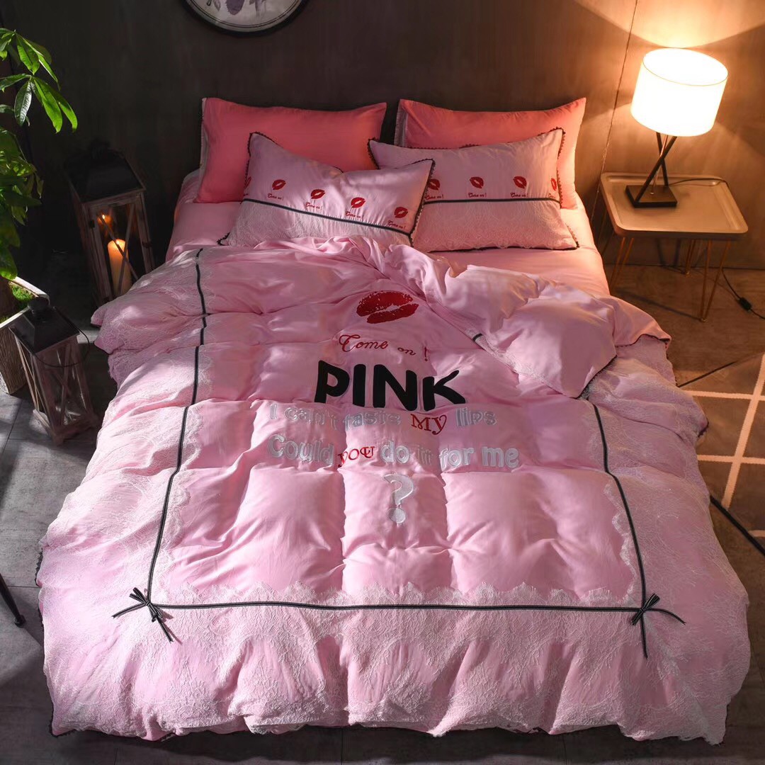 Victoria's Secret Pink Embroidery Egyptian Cotton Bedding Set - Model 4