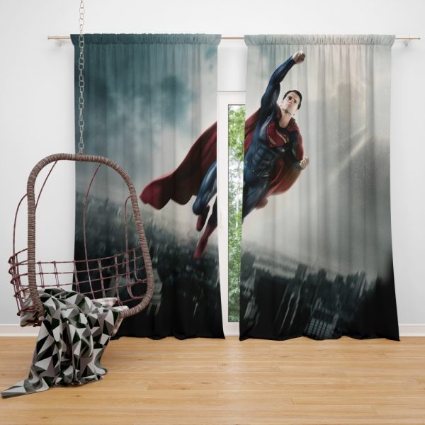 Man Of Steel Movie Superman Window Curtain