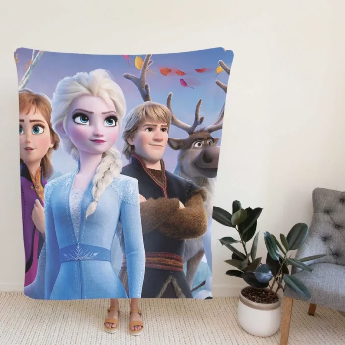 Anna Elsa Kristoff In Frozen 2 Disney Movie Fleece Blanket