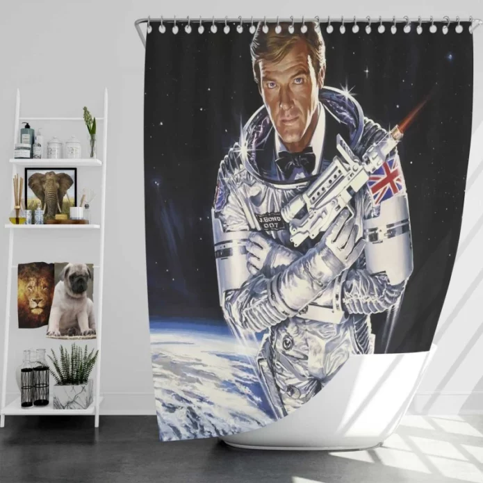 Moonraker Movie Roger Moore James Bond Bath Shower Curtain