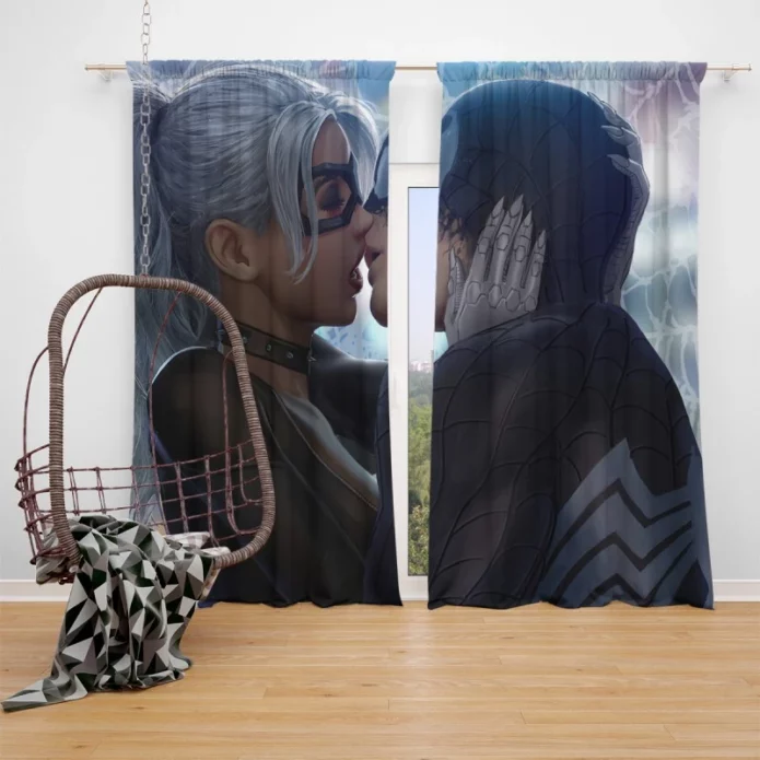 Spider-Man Movie Black Cat Marvel Comics Window Curtain