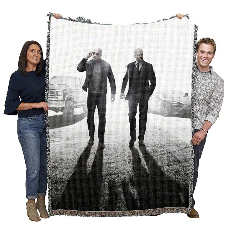 Jason Statham Dwayne Johnson In Fast & Furious Movie Woven Blanket