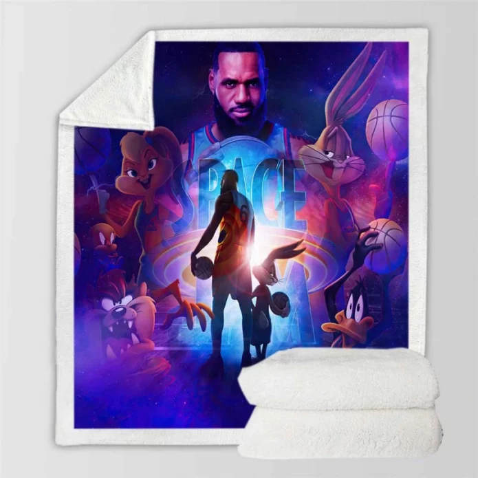 Space Jam 2 Movie LeBron James Bugs Bunny Sherpa Fleece Blanket