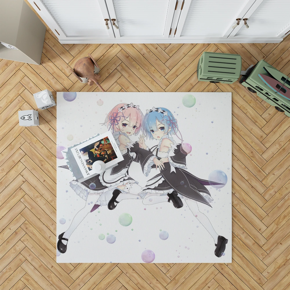 Re ZERO Twins Rem And Ram Anime Rug
